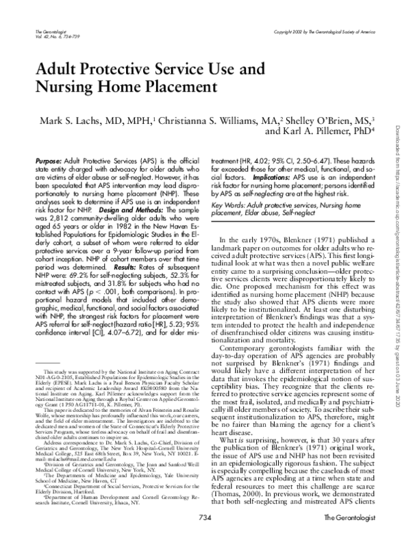 (PDF) Adult Protective Service Use and Nursing Home Placement