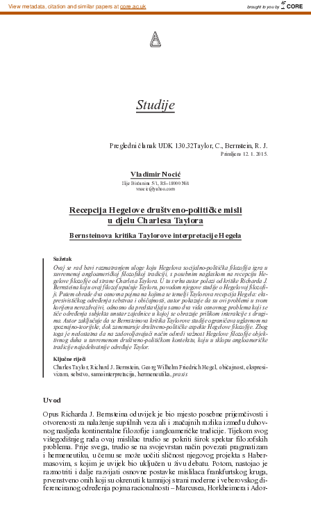 (PDF) Reception of Hegel’s Social and Political Thought in the Work of ...