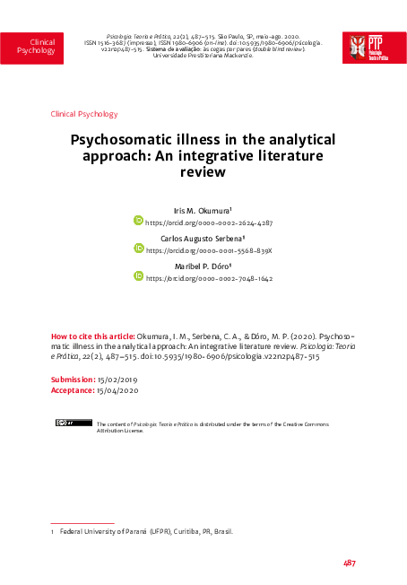 (PDF) Psychosomatic illness in the analytical approach: An integrative ...