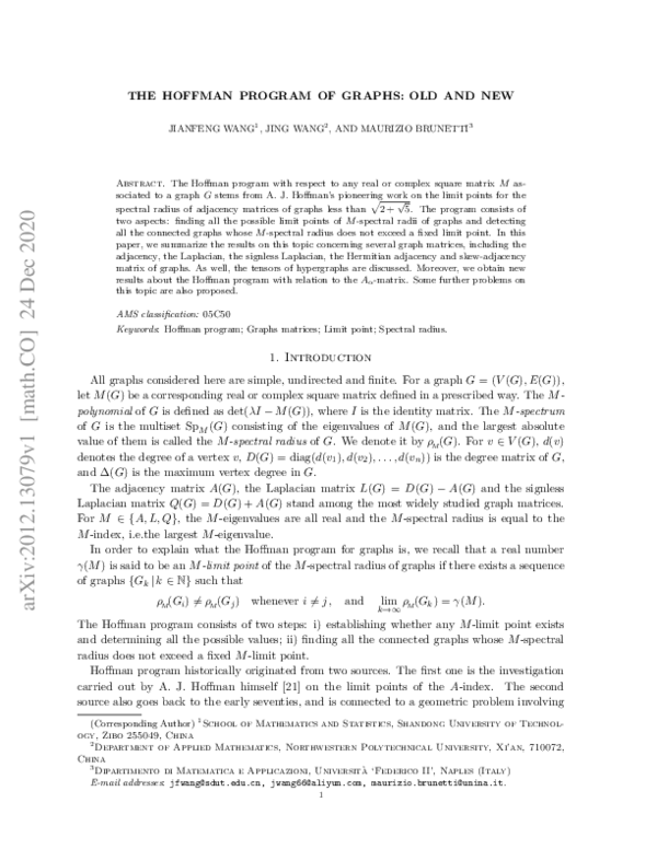(PDF) The Hoffman program of graphs: old and new