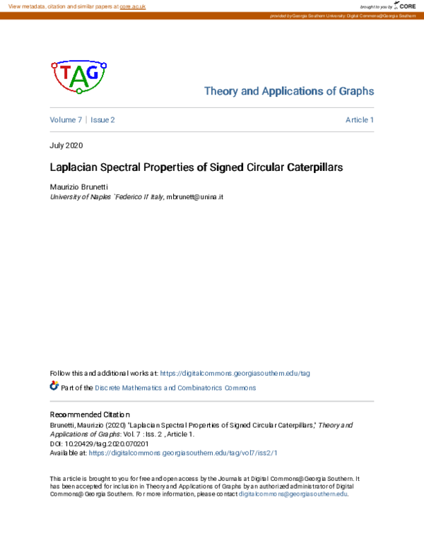 (PDF) Laplacian Spectral Properties of Signed Circular Caterpillars