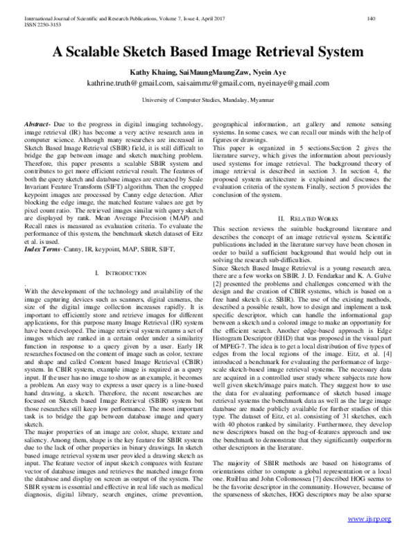 (PDF) A Scalable Sketch Based Image Retrieval System