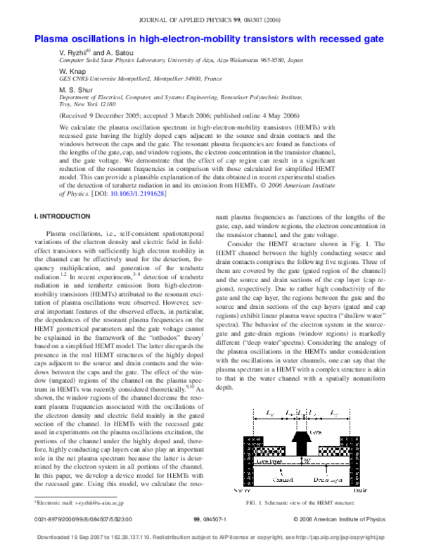 (PDF) Plasma oscillations in high-electron-mobility transistors with ...