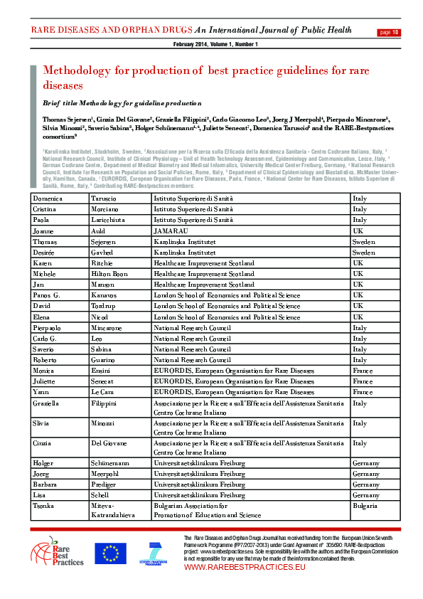 (PDF) Methodology for production of best practice guidelines for rare ...