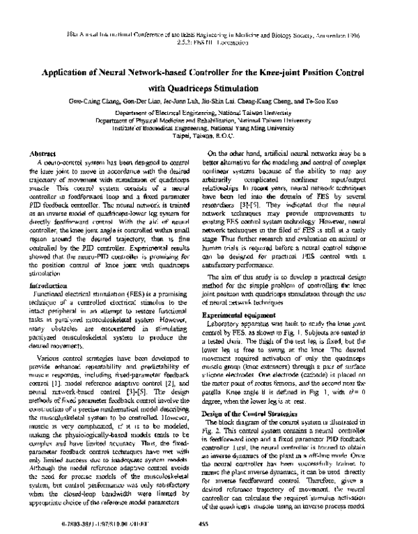 (PDF) Application of neural network-based controller for the knee-joint ...