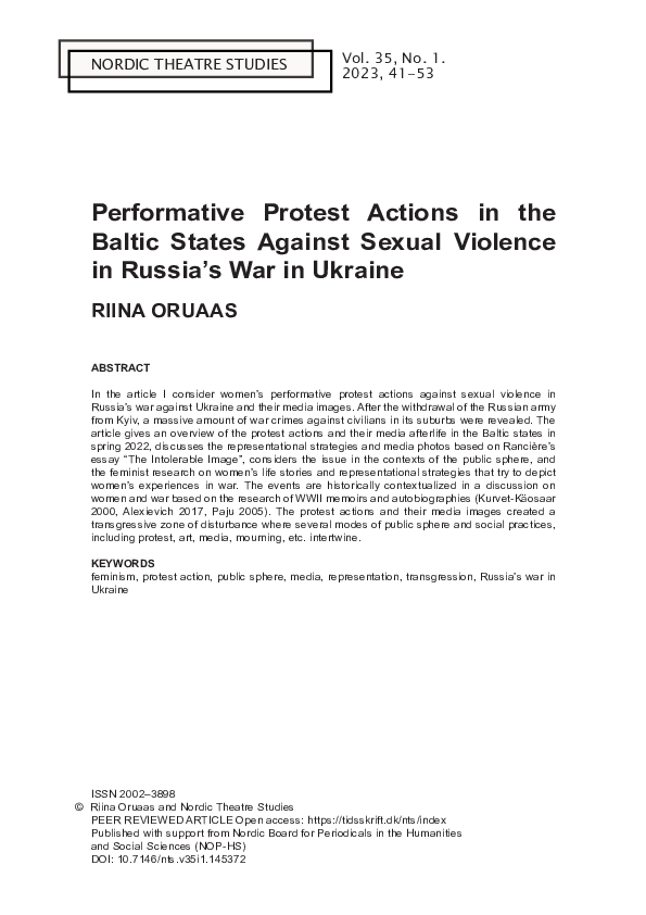 (PDF) Performative Protest Actions in the Baltic States Against Sexual ...