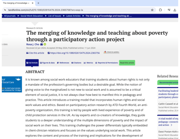 (PDF) The merging of knowledge and teaching about poverty through a participatory action project