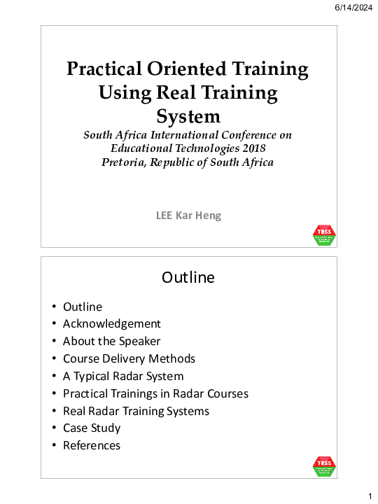 (PDF) Practical Oriented Training Using Real Training System