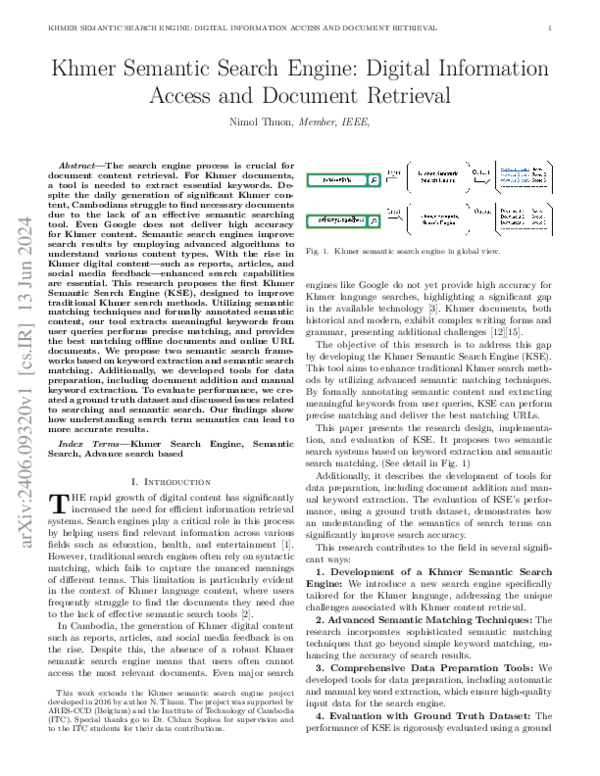 (PDF) Khmer Semantic Search Engine: Digital Information Access and Document Retrieval