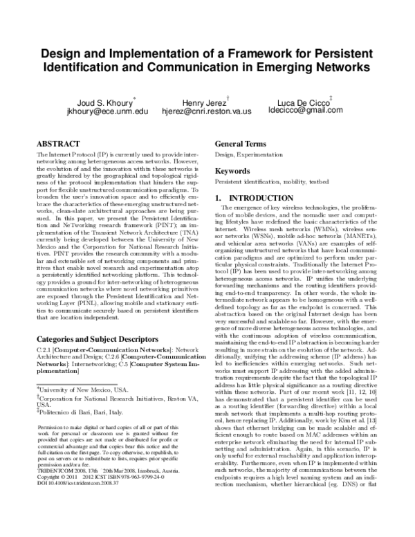 (PDF) Design and implementation of a framework for persistent ...