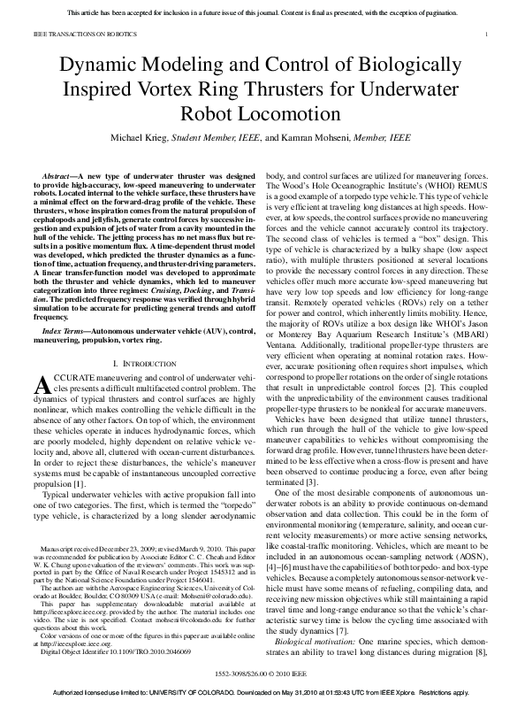 Dynamic Modeling and Control of Biologically Inspired Vortex Ring ...