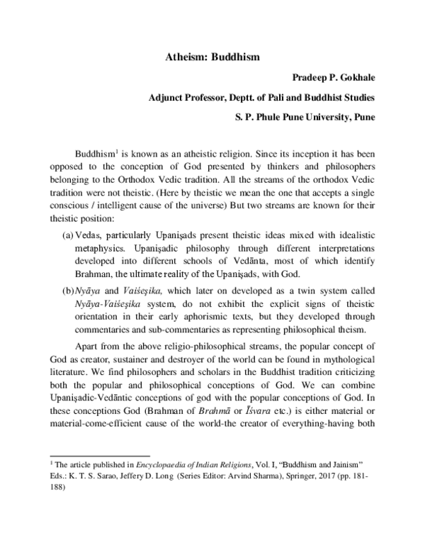 (PDF) Atheism: Buddhism