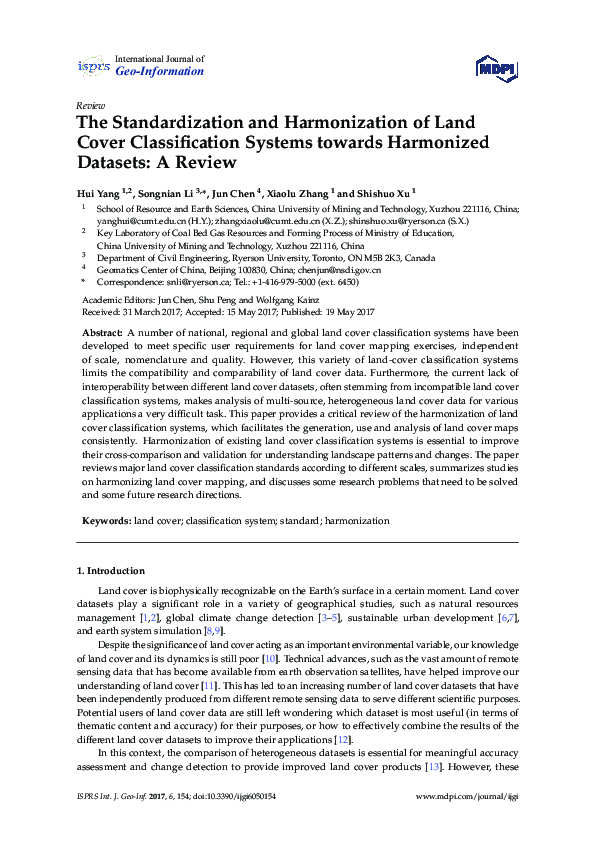 (PDF) The standardization and harmonization of land cover classification systems towards ...