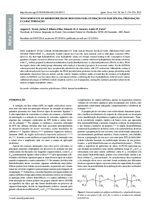 (PDF) New Sorbent with Lower Hydrophobicity for Solid Phase Extraction ...