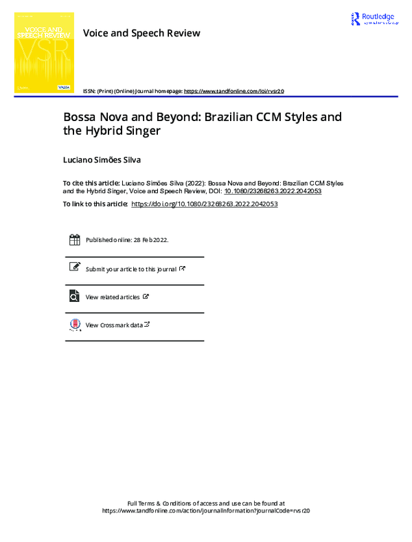 (PDF) Bossa Nova and Beyond: Brazilian CCM Styles and the Hybrid Singer