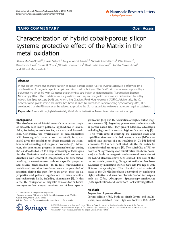 (PDF) Characterization of hybrid cobalt-porous silicon systems ...