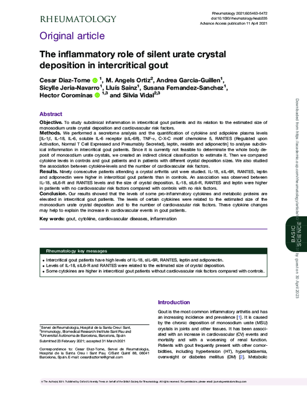 (PDF) The inflammatory role of silent urate crystal deposition in ...