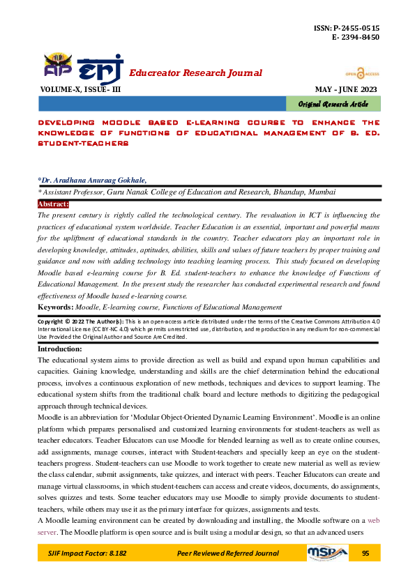 (PDF) Developing Moodle Based E-Learning Course to Enhance the Knowledge of Functions of ...