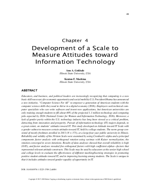 (PDF) Development of a Scale to Measure Attitudes toward Information Technology