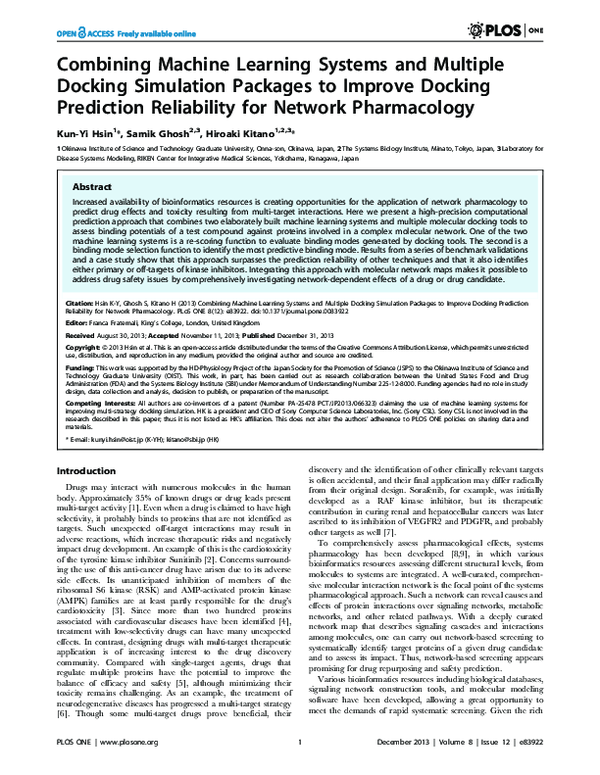 (PDF) Combining machine learning systems and multiple docking ...