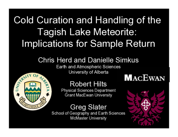(PDF) Cold Curation and Handling of the Tagish Lake Meteorite ...