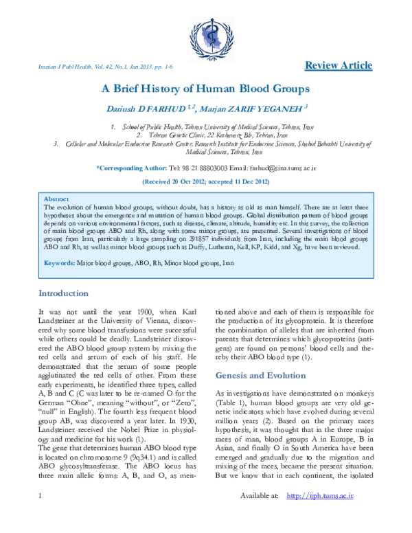 (PDF) A brief history of human blood groups