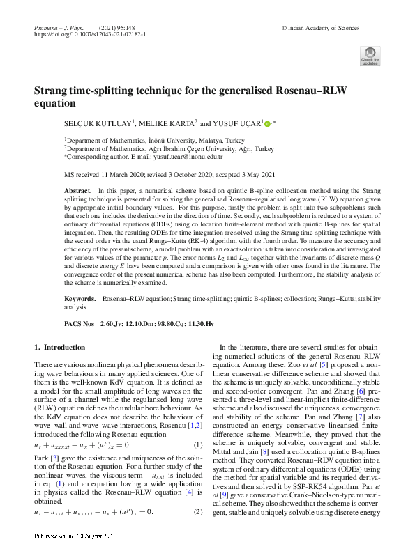 (PDF) Strang time-splitting technique for the generalised Rosenau–RLW equation