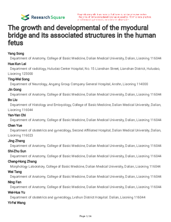 (PDF) The growth and developmental of the myodural bridge and its ...