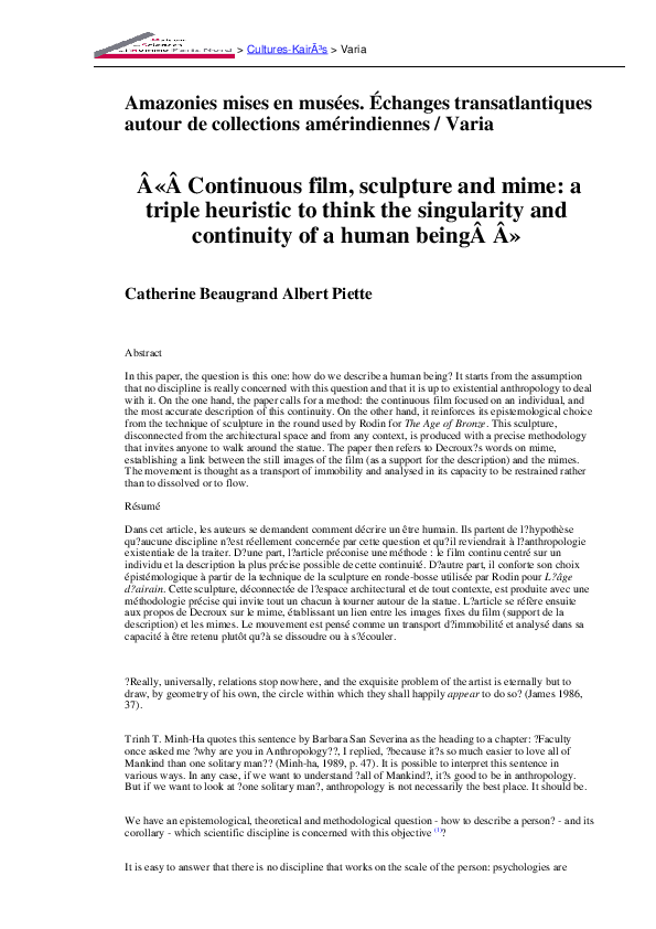 (PDF) Continuous film, sculpture and mime: a triple heuristic to think ...