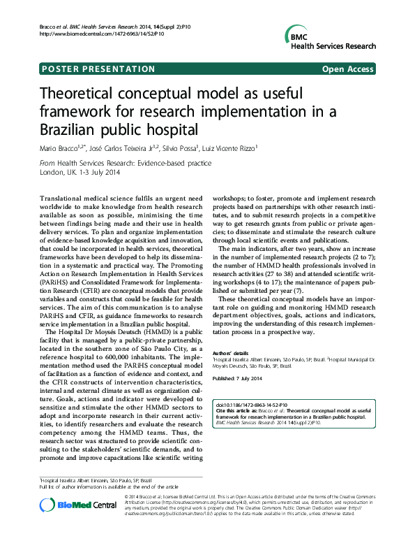 (PDF) Theoretical conceptual model as useful framework for research implementation in a ...