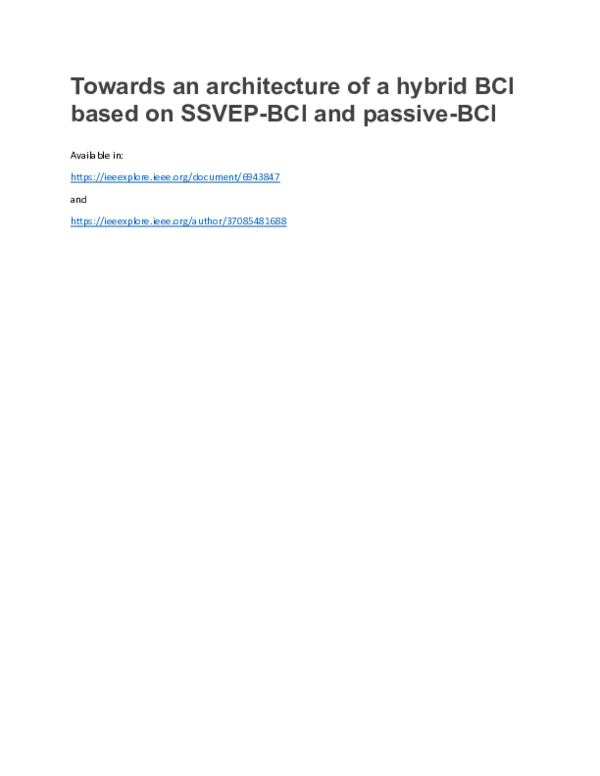(PDF) Towards an architecture of a hybrid BCI based on SSVEP-BCI and passive-BCI