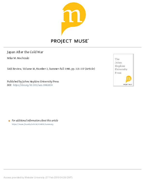 (PDF) Japan After the Cold War