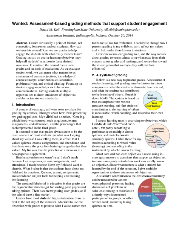 (PDF) Wanted: Assessment-based grading methods that support student ...