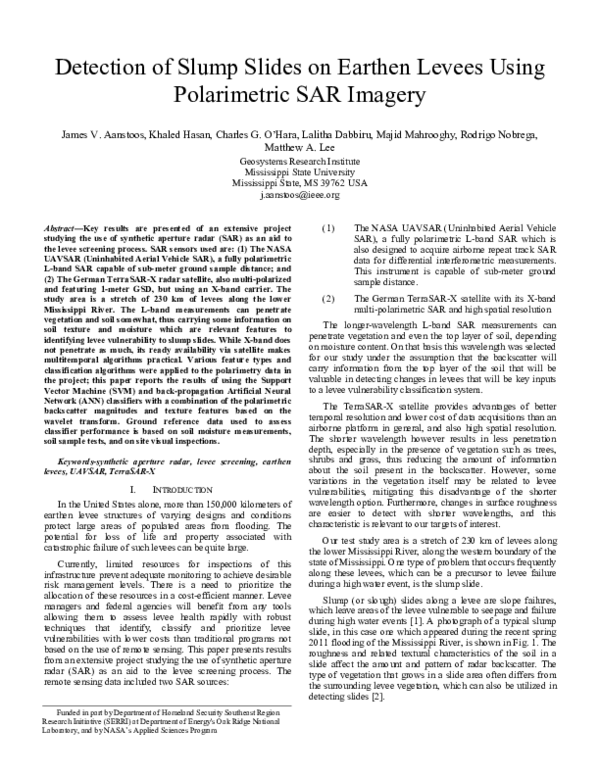 (PDF) Detection of slump slides on earthen levees using polarimetric ...