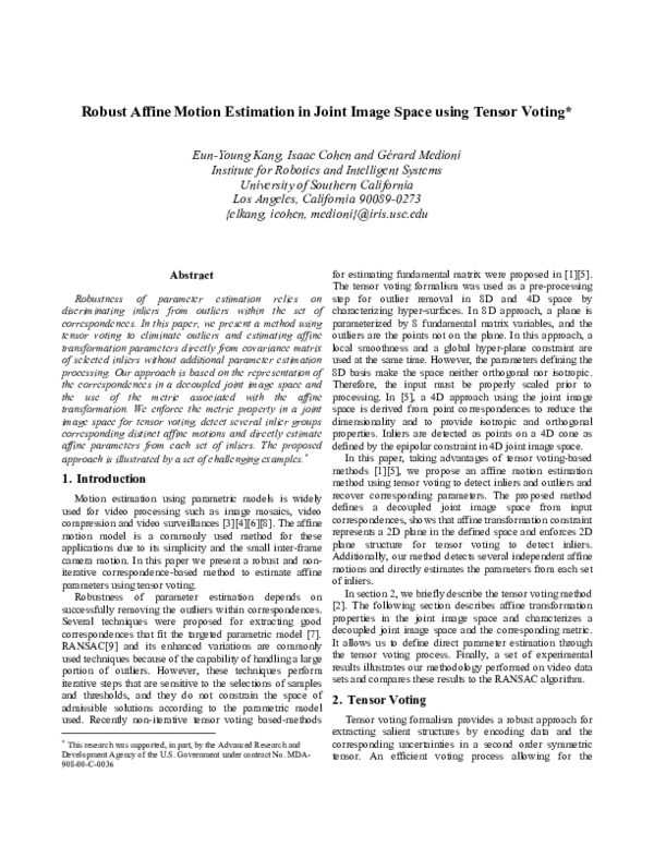 (PDF) Robust affine motion estimation in joint image space using tensor ...