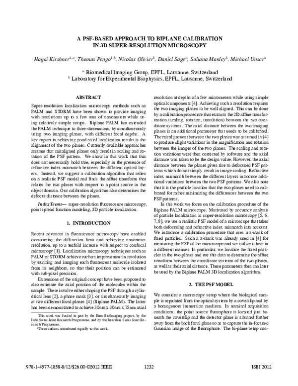 (PDF) A PSF-based approach to Biplane calibration in 3D super ...