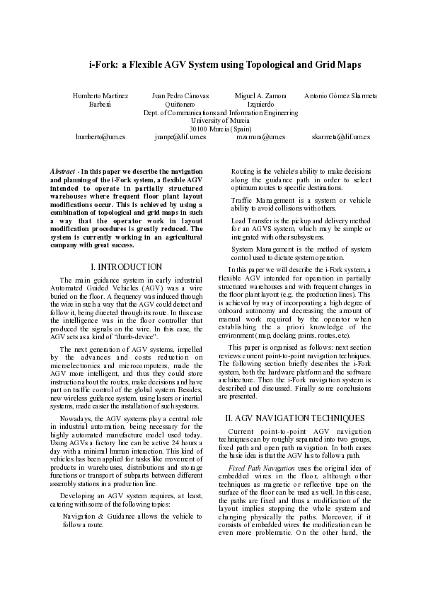(PDF) i-Fork: a flexible AGV system using topological and grid maps (PDF) i-Fork: a flexible AGV system using topological and grid maps