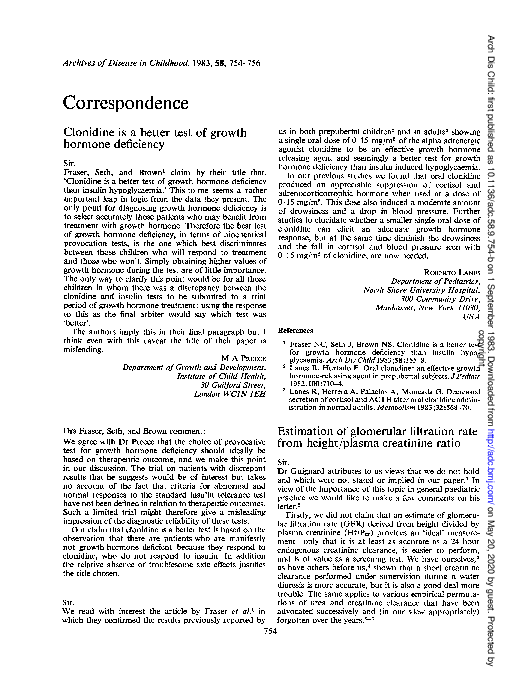 (PDF) Clonidine is a better test of growth hormone deficiency | Roberto ...