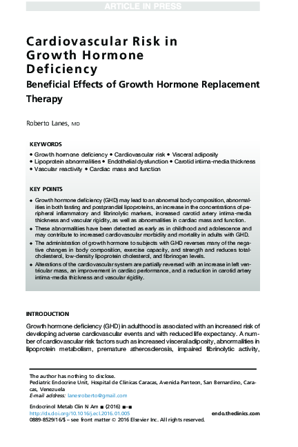 (PDF) Cardiovascular Risk in Growth Hormone Deficiency