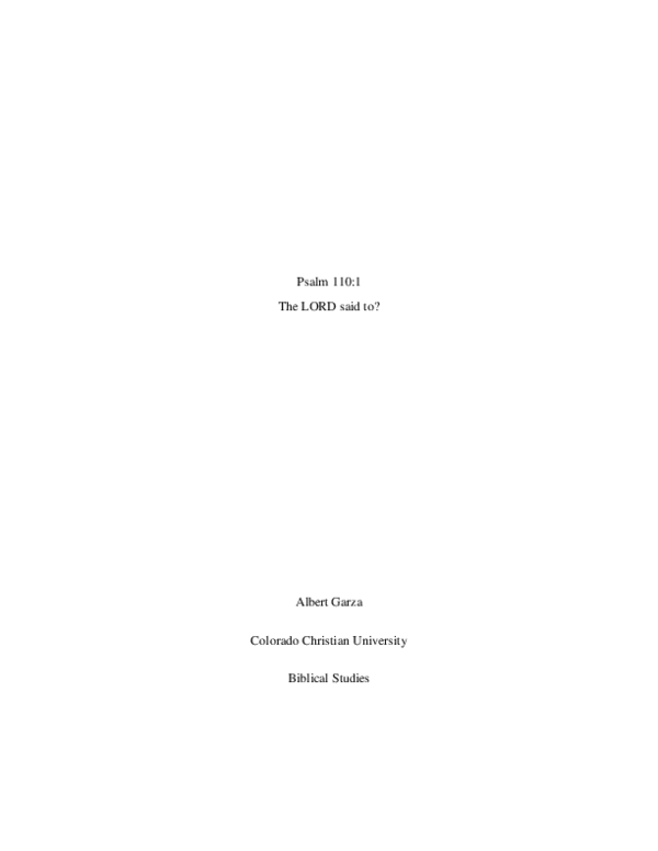 (PDF) Psalm 110:1: The LORD said to?