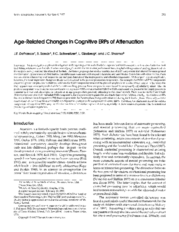 (PDF) Age-related changes in cognitive ERPs of attenuation | Jon DeFrance - Academia.edu
