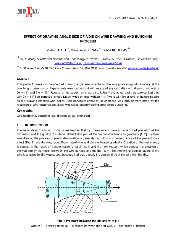 (PDF) Effect of Drawing Angle Size of a Die on Wire Drawing and ...