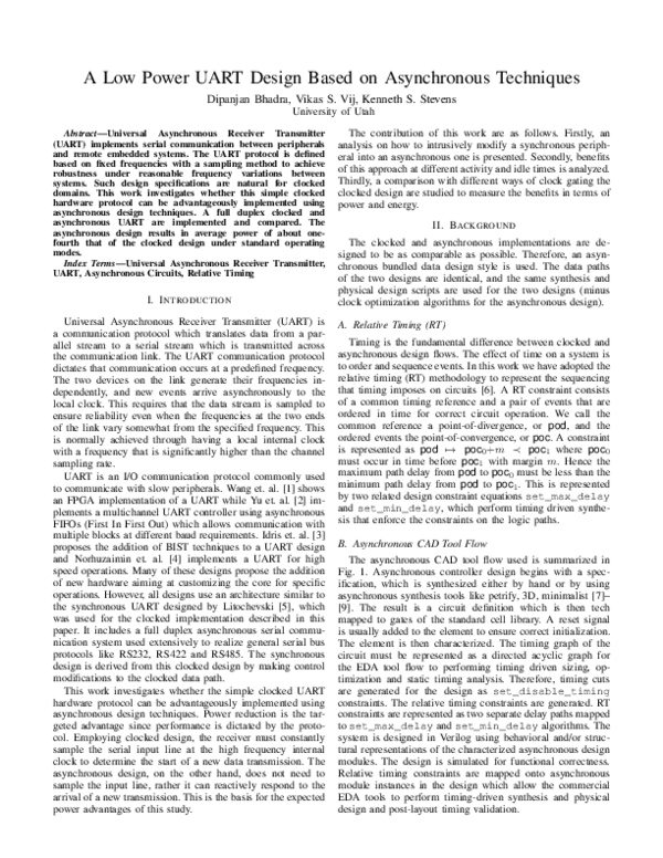 (PDF) A low power UART design based on asynchronous techniques