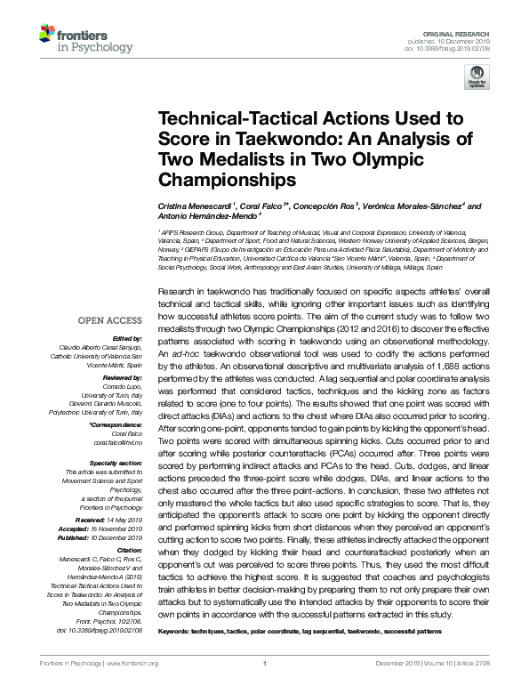 (PDF) Technical-Tactical Actions Used to Score in Taekwondo: An ...