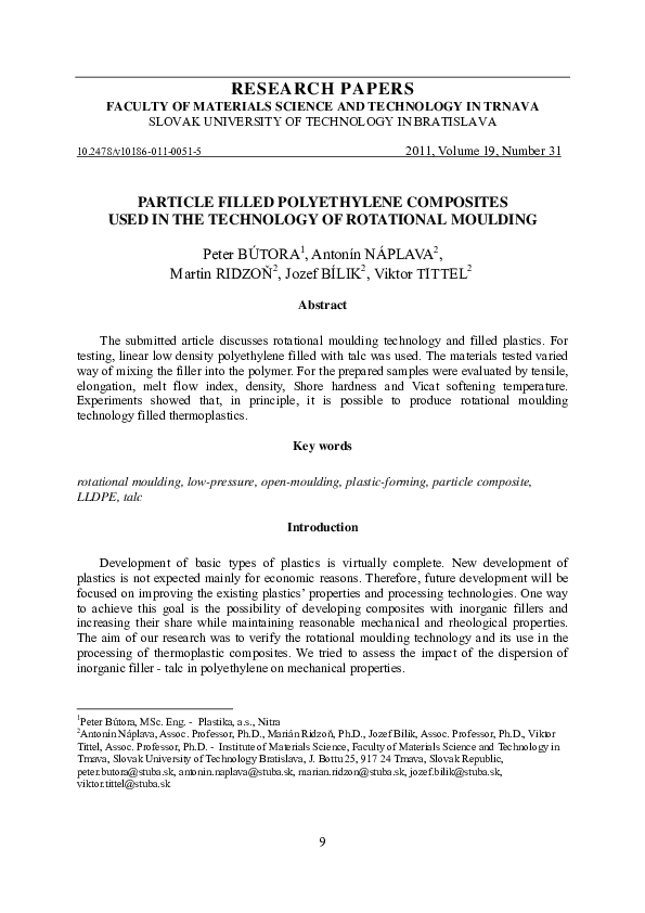 (PDF) Particle Filled Polyethylene Composites Used in the Technology of ...
