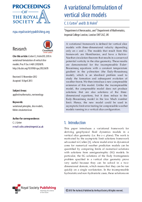 (PDF) A variational formulation of vertical slice models