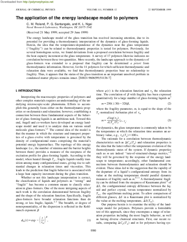 (PDF) The application of the energy landscape model to polymers