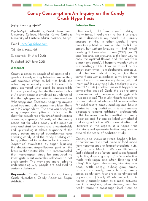 (PDF) Candy Consumption - An Inquiry on the Candy Crush Hypothesis