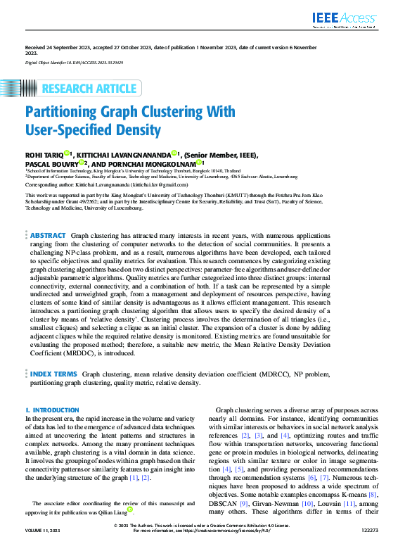 Pdf Partitioning Graph Clustering With User Specified Density Dr