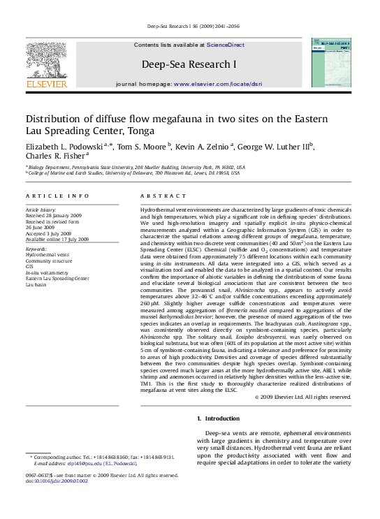 (PDF) Distribution of diffuse flow megafauna in two sites on the ...